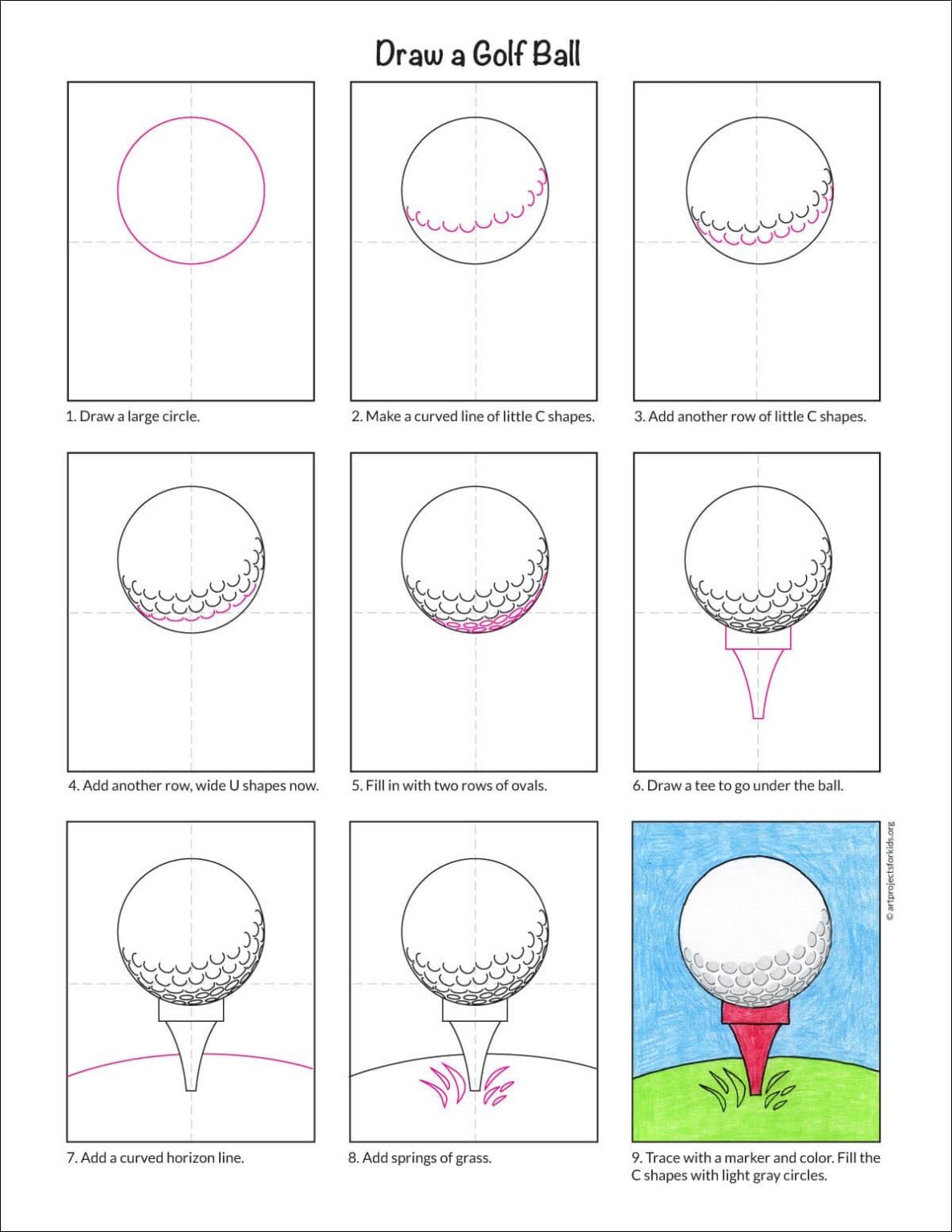How to Draw a Golf Ball: Step-by-Step Guide for Beginners ...